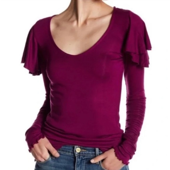 We The Free | Tops | Free People Purple On Rewind Edge Trim Long Sleeve ...